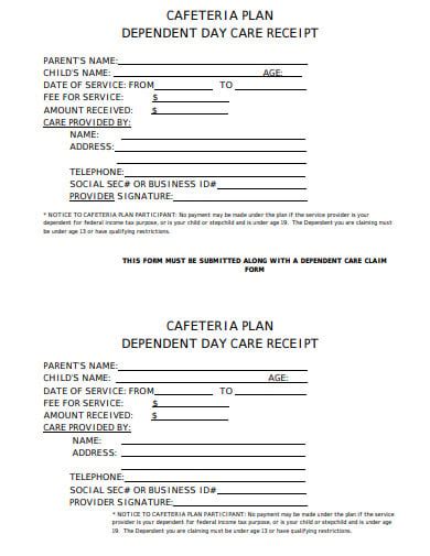 Dependent Care Fsa Nanny Receipt Template