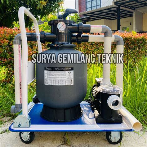 Paket Pompa Vacuum Kolam Renang Portable Set Troli Mesin Pompa Kolam