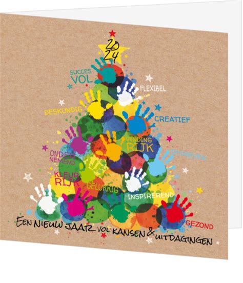 Mix Match Kerstkaart Kerstboom Met Handjes Op Kraft