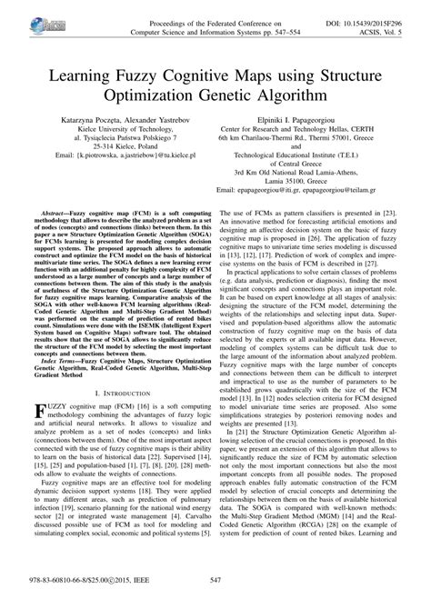 pdf learning fuzzy cognitive maps using structure optimization genetic algorithm