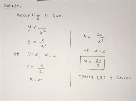 [solved] if y varies inversely as x and y 5 when x 2 find the value of course hero
