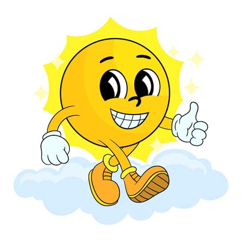 Sol Dibujos Animados Cara Feliz Sol Personaje Vector Premium