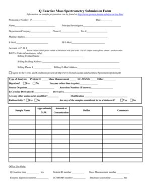 Fillable Online Biotech Iastate Q Exactive Mass Spectrometry Submission