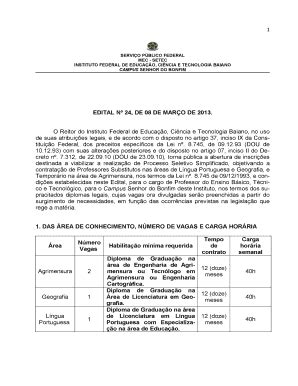Fillable Online SERVIO PBLICO FEDERAL MEC SETEC INSTITUTO FEDERAL DE