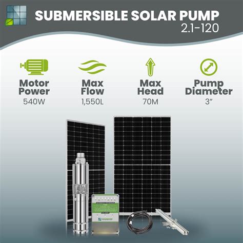 Solar Pump Submersible 3 Inch 120M Head 2100L Hr Flow
