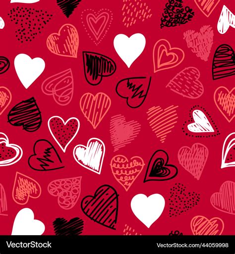 Seamless Pattern With Valentine Hearts Sketch Vector Image