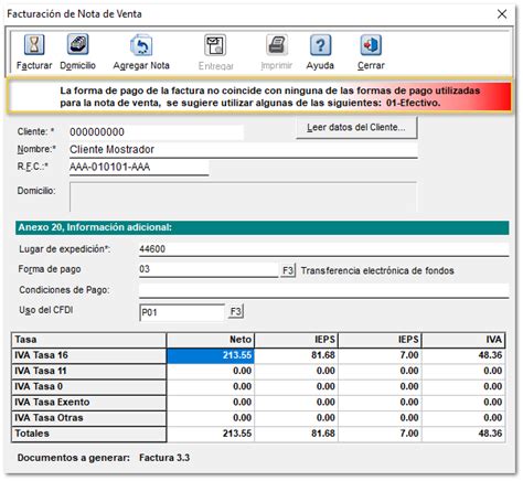 Forma De Pago En Nota De Venta