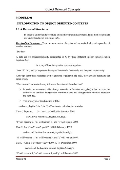 18cs45 module 1 best module 01 introduction to object oriented concepts 1 a review of