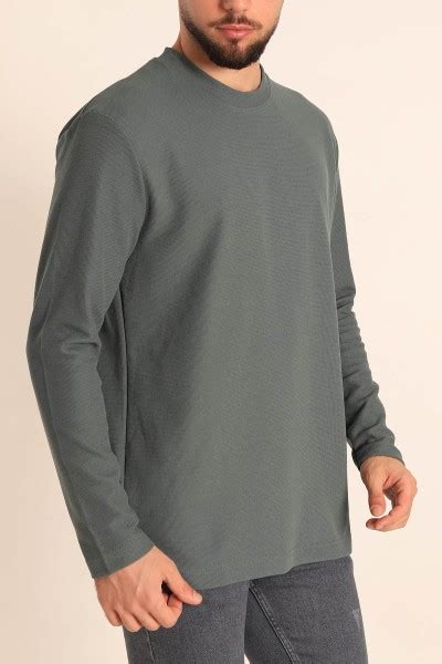 Yeşil Dokulu Uzun Kollu Erkek Sweatshirt 215127 ModamızBir