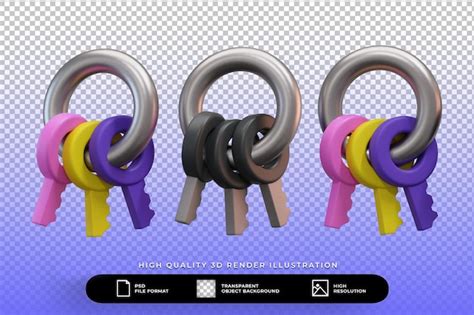 Premium Psd D Render Key Set Illustration Isolated