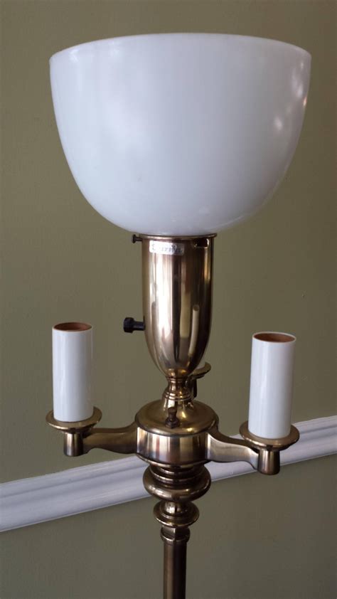 Stiffel Tri Light Floor Lamp Hexagon Base And Finished In Antiqued