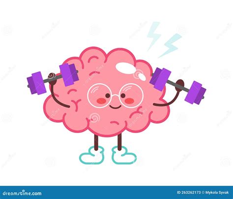 Cerebro De Dibujos Animados En El Gimnasio Ilustración del Vector