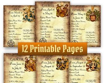 Scorpio Zodiac Sign Book Of Shadow Printable PDF Page Wicca Etsy