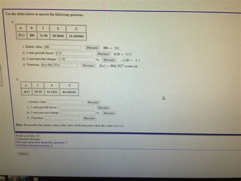 Solved Use The Tables Below To Answer The Following Question Chegg