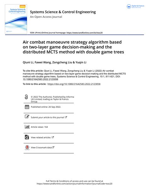pdf air combat manoeuvre strategy algorithm based on two layer game decision making and the