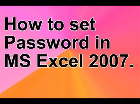 How To Set And Remove Password In Microsoft Excel 2010 2013 2016