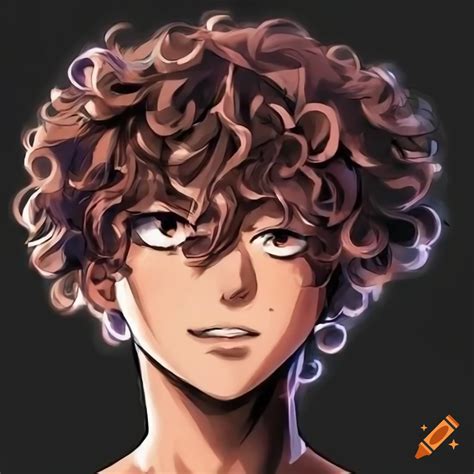 Logo Of A Men With Curly Hair In Anime Style On Craiyon