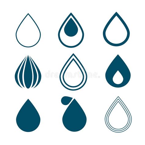 Water Drops Symbols Set Isolated On White Background Stock Vector
