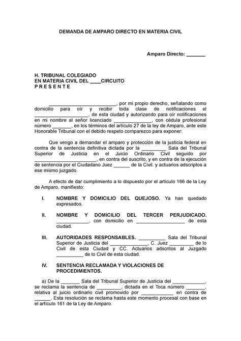 Ejemplo De Demanda De Amparo Directo Image To U