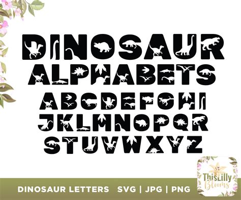 DINOSAUR FONT SVG Dinosaur Alphabet Svg Dinosaur Svg Cut Etsy
