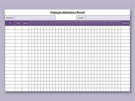 Work Attendance Sheet