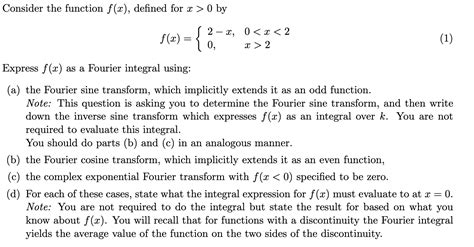 solved consider the function f x defined for x 0 by