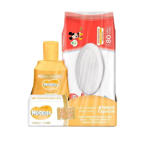 Shampoo Huggies cuidado claro 250 ml toallitas húmedas cuidado