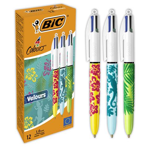 BIC 4 Couleurs Grip Pro Stylos Bille Rétractables Pointe Moyenne 1 0 mm