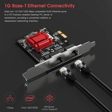 Carte réseau PCIe 1 Gbit s à deux ports avec puce Intel 82576