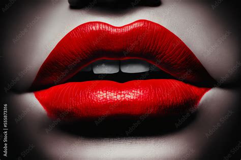 Sexy Red Lips Close Up Beautiful Perfect Makeup Beautiful Red Lip Gloss Cosmeticmouth Open