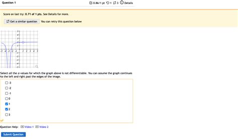 solved question 1 score on last try 0 71 of 1 pts see