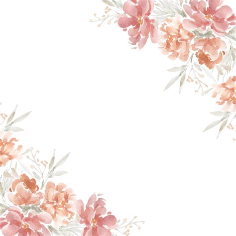 Borda De Aquarela De Flor Rosa Vintage PNG Casamento Fronteiras