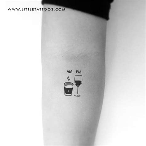 Minimalist AM Coffee And PM Wine Temporary Tattoo Get