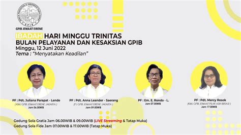 Ibadah Hari Minggu Trinitas Bulan Pelkes GPIB Minggu 12 Juni 2022