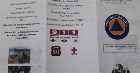 Unidad Municipal de Protección Civil Cd Mendoza Veracruz TRIPTICO
