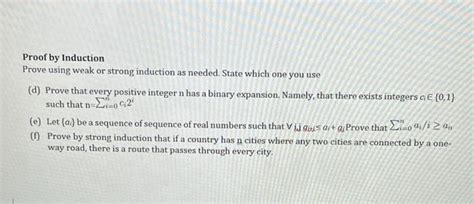 solved proof by induction prove using weak or strong