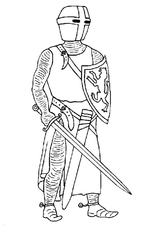 Coloriage Chevalier anglais en armure dessin gratuit à imprimer