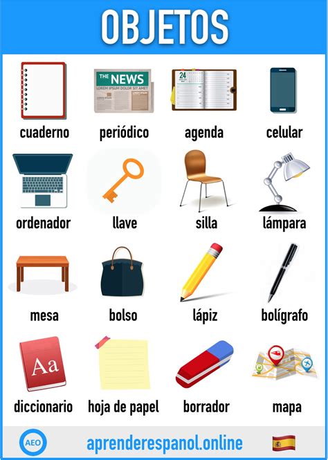 Los objetos en español vocabulario y actividades Aprender español online