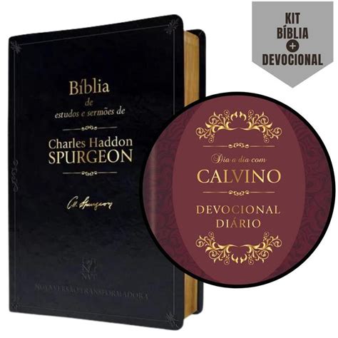 Kit 2 Bíblia Evangélica de Estudos Spurgeon Devocional Diário