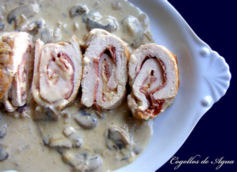 Pollo Relleno Con Salsa De Champi Ones Cogollos De Agua