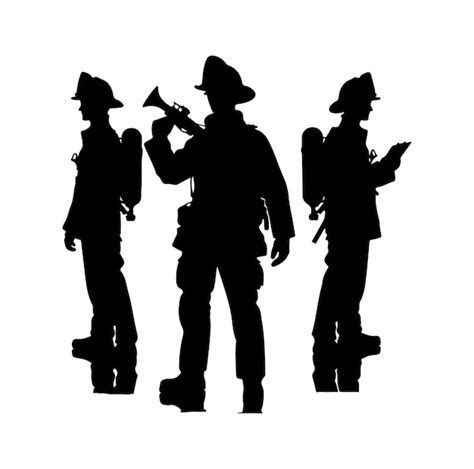 Premium Vector Firefighters Pose Silhouette Vector Illustration