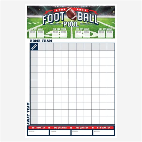 Football Pool Poster Football Squares Pool Board 13 X 19 Office Pool