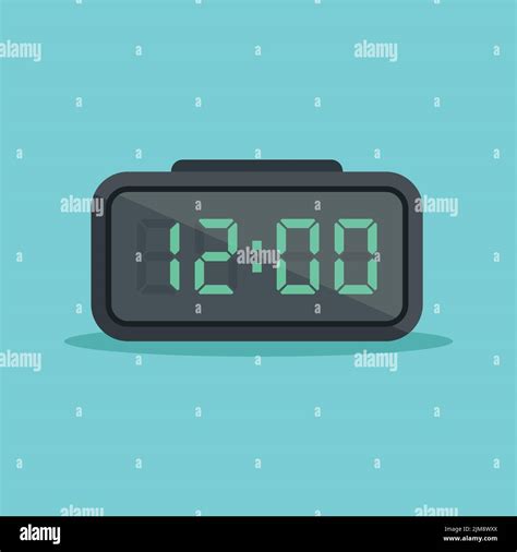 Digital Clock Number Icon Illustration In Flat Style Lcd Watch Vector