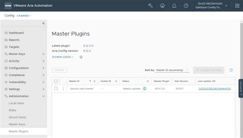 Upgrade The Master Plugin From VMware Aria Automation Config
