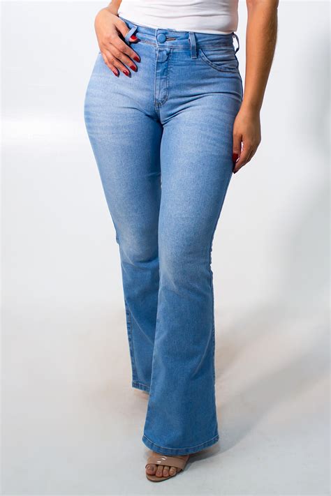 Calça Jeans Flare Clara Feminina Alta Botão Anticorpus