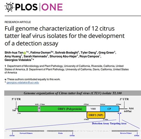 Vidalakis Lab Paper On Diagnostics Published On PLOS ONE Microbiology