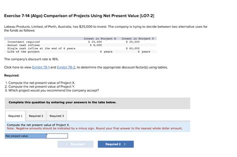 solved exercise 7 14 algo comparison of projects using net