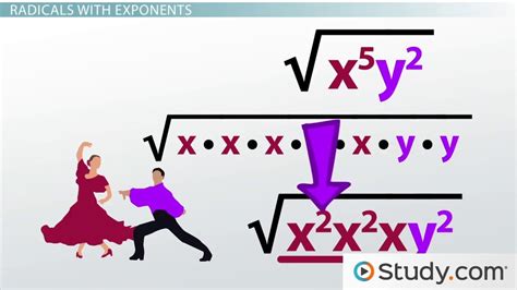 simplifying square roots of powers in radical expressions video and lesson transcript