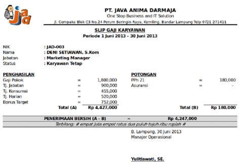 15 Contoh Slip Gaji Karyawan Fungsi Dan Formatnya JobStreet Indonesia