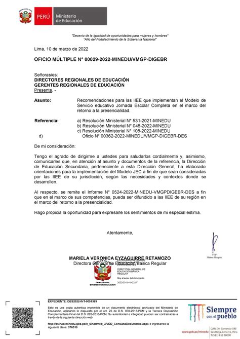 Oficio Multiple 00029 2022 Minedu VMGP Digebr Educar Perú